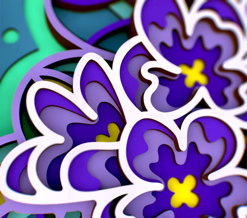 Violets 3D Mandala SVG Files, Cutting SVG Files for Cricut or CNC ...