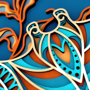 Stingray 3D Mandala Svg, Sea Animals Multilayer Panel for Laser Cutting ...