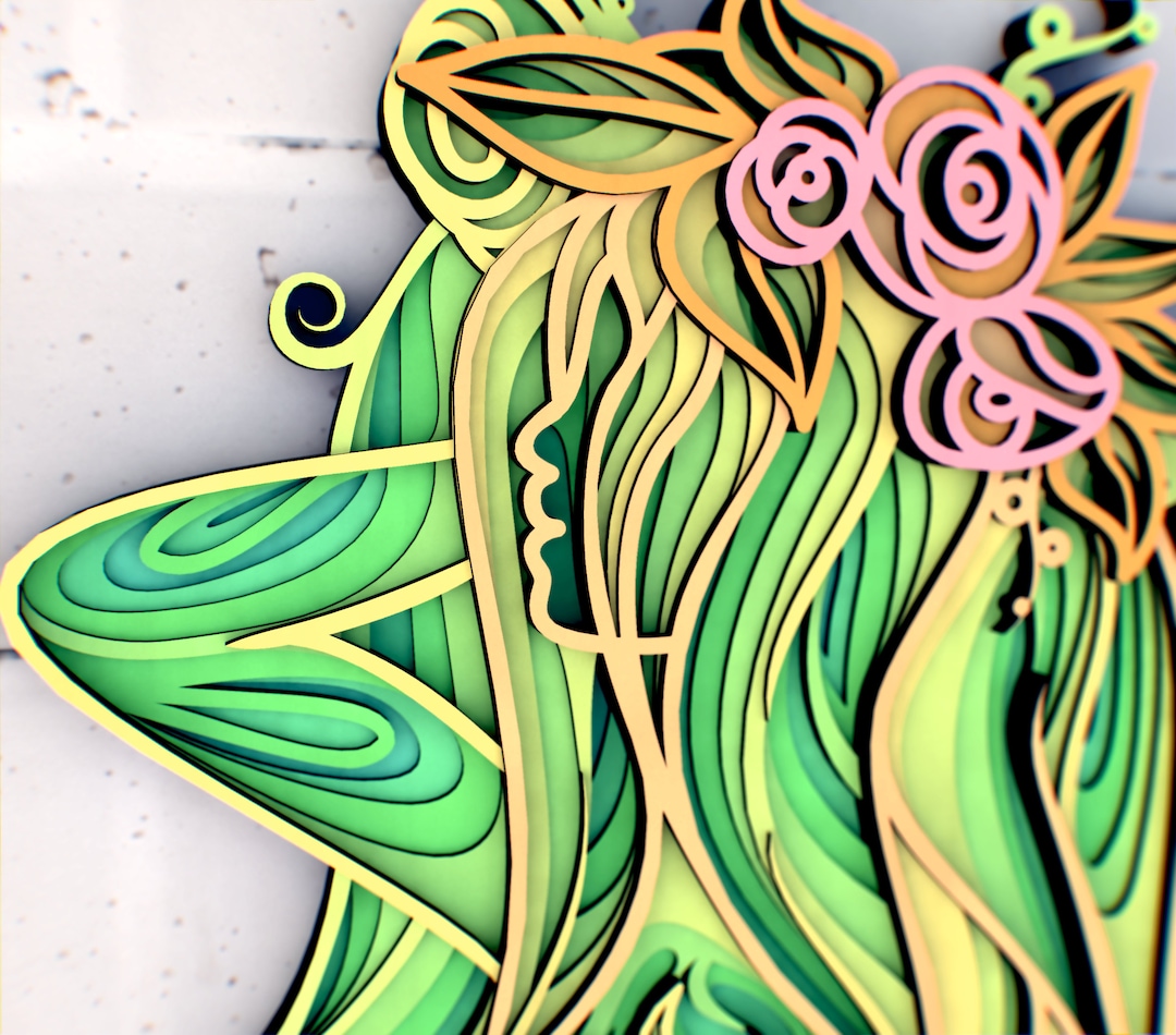 Spring Girl Zentangle Svg File, Multilayer Panel for Laser Cutting, SVG ...