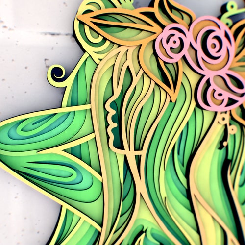 Spring Girl Zentangle Svg File Multilayer Panel for Laser - Etsy