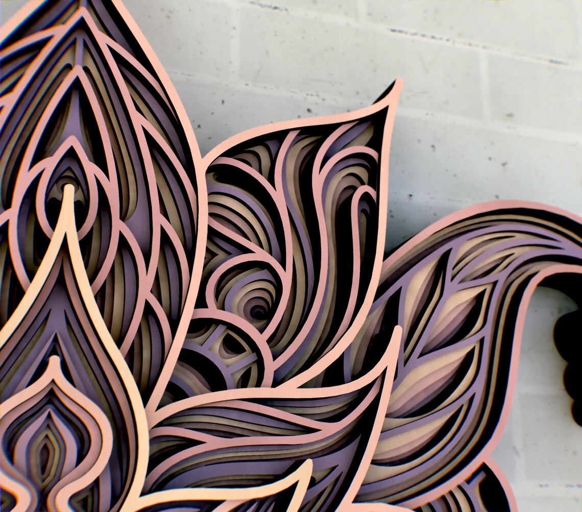 Lotus Banas Lotos 3D Zentangle Art SVG DFX Multilayer - Etsy Australia