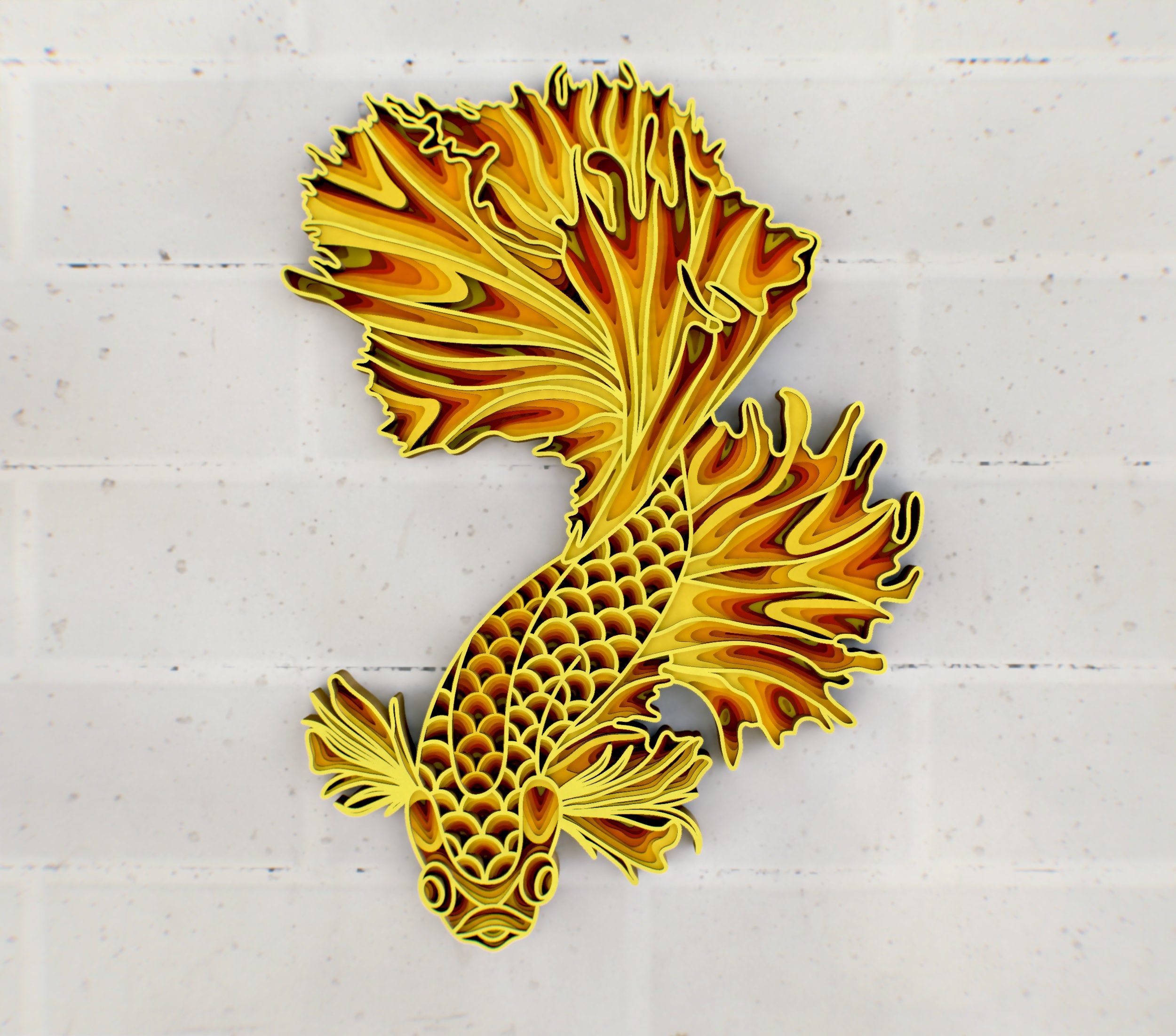 Golden Fish 3D Mandala Svg Files, Multilayer Panel for Laser Cutting ...