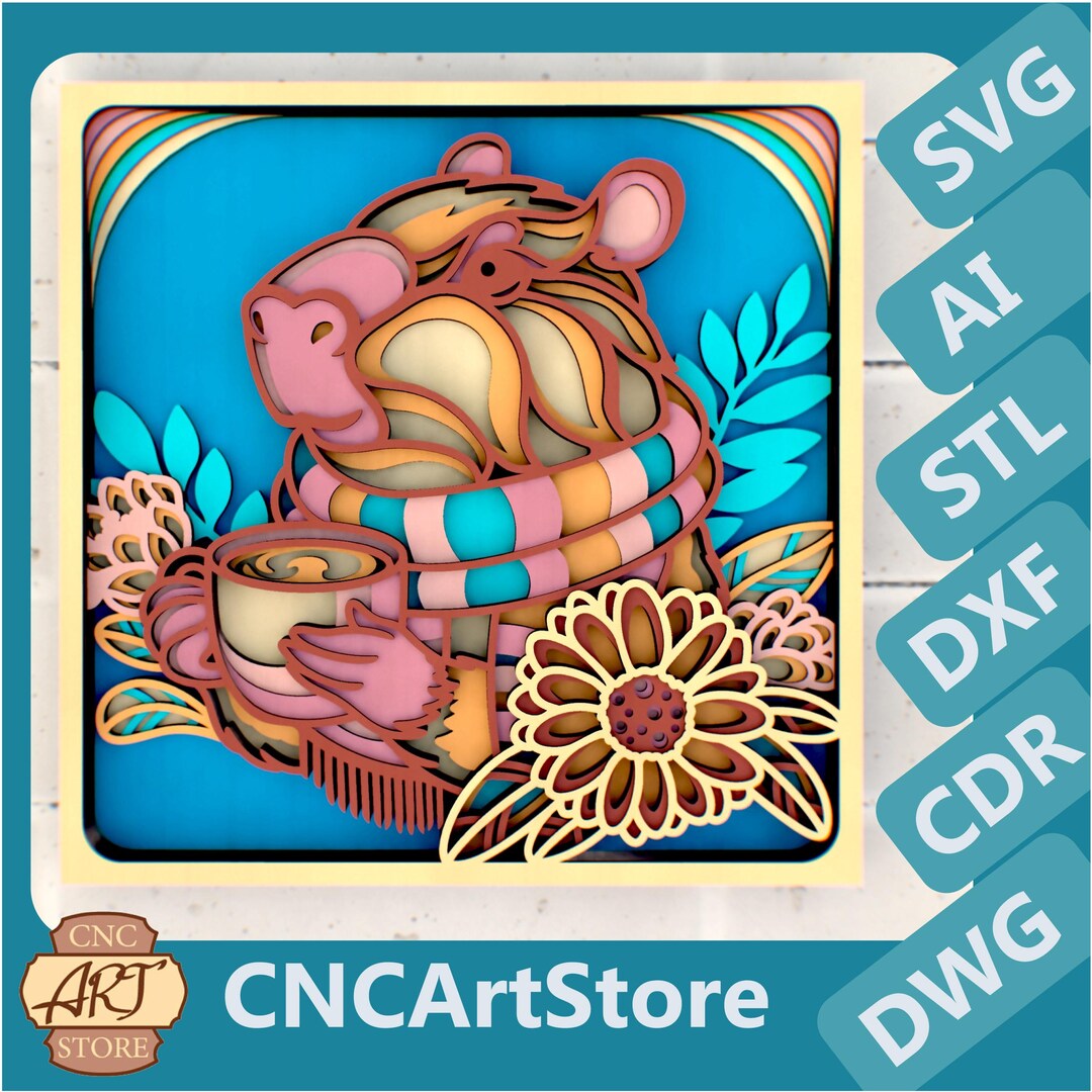 Capybara With Cocoa 3D Mandala SVG Files, Decoration Laser Cutting ...