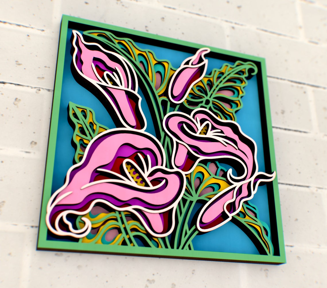 Calla Flowers 3D SVG Mandala Files for Cricut Silhouette or Laser ...