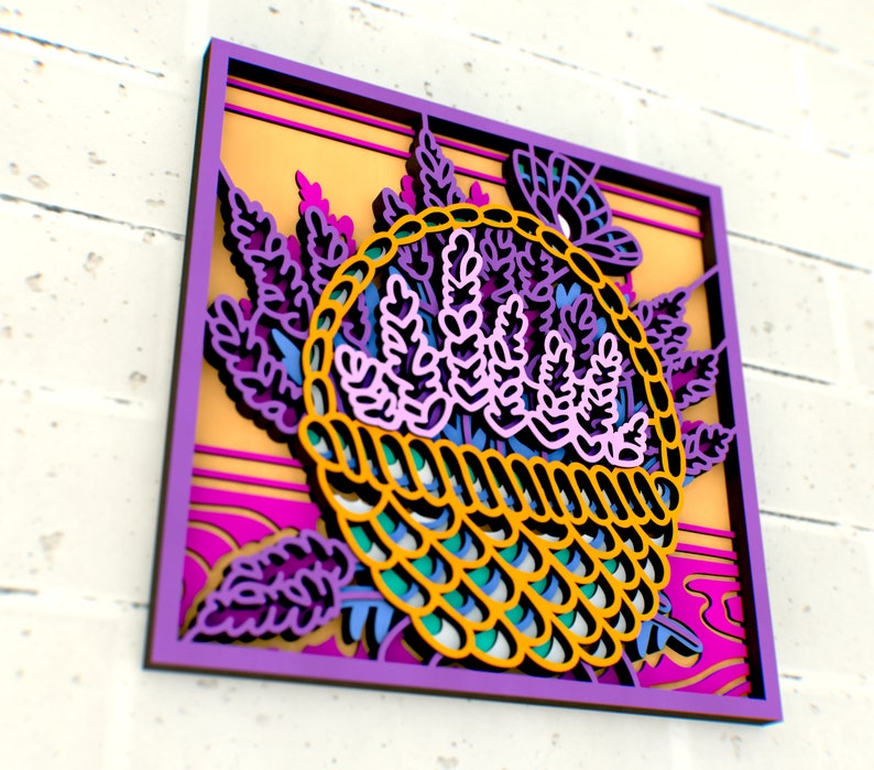 Lavender in a Basket 3D Svg Mandala Files Multilayer Panel - Etsy