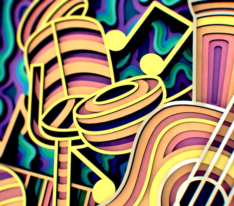 Musical Instruments 3D Mandala Svg Multilayer Panel for Laser - Etsy
