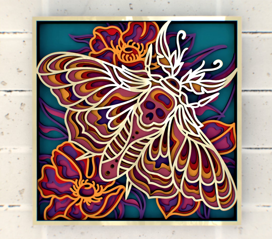 Night Moth Dead Head Halloween 3D Mandala Svg, Files for Silhouette or ...