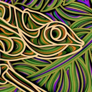 Chameleon 3D Zentangle Svg Files, Multilayer Panel for Laser Cutting ...