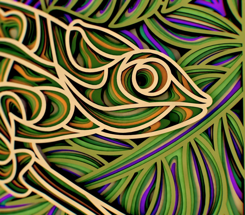 Chameleon 3D Zentangle Svg Files Multilayer Panel for Laser - Etsy
