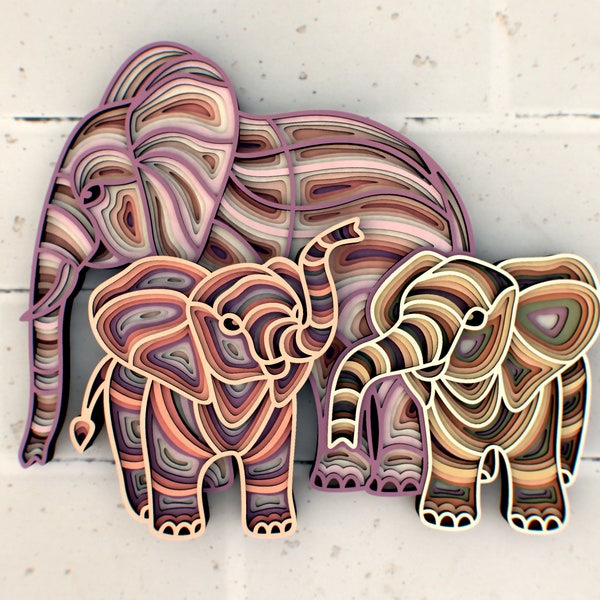 Layered Elephant Svg - Etsy