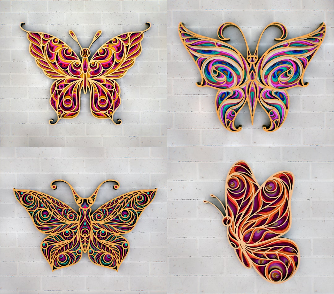 3D Butterfly Zentangle Set SVG — 3D Multilayer Panel, SVG Files for ...
