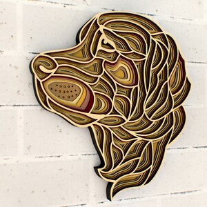 Golden Retriever Dog 3D Mandala Svg Files, Multilayer Panel for Laser ...