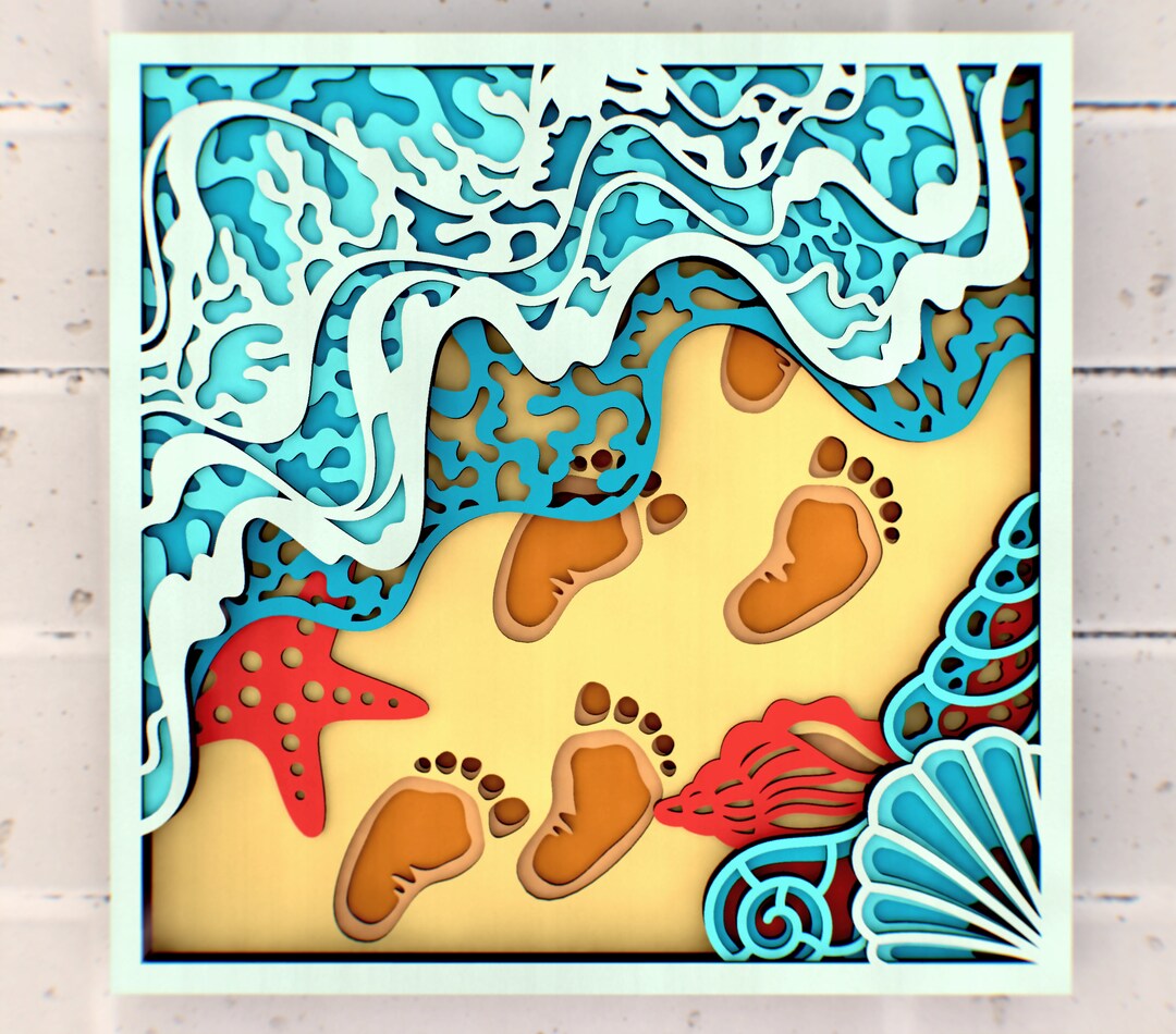 Footprints in the Sand - Nautical Ocean SVG, Stl, Dwg, Dxf, Ai, CDR ...