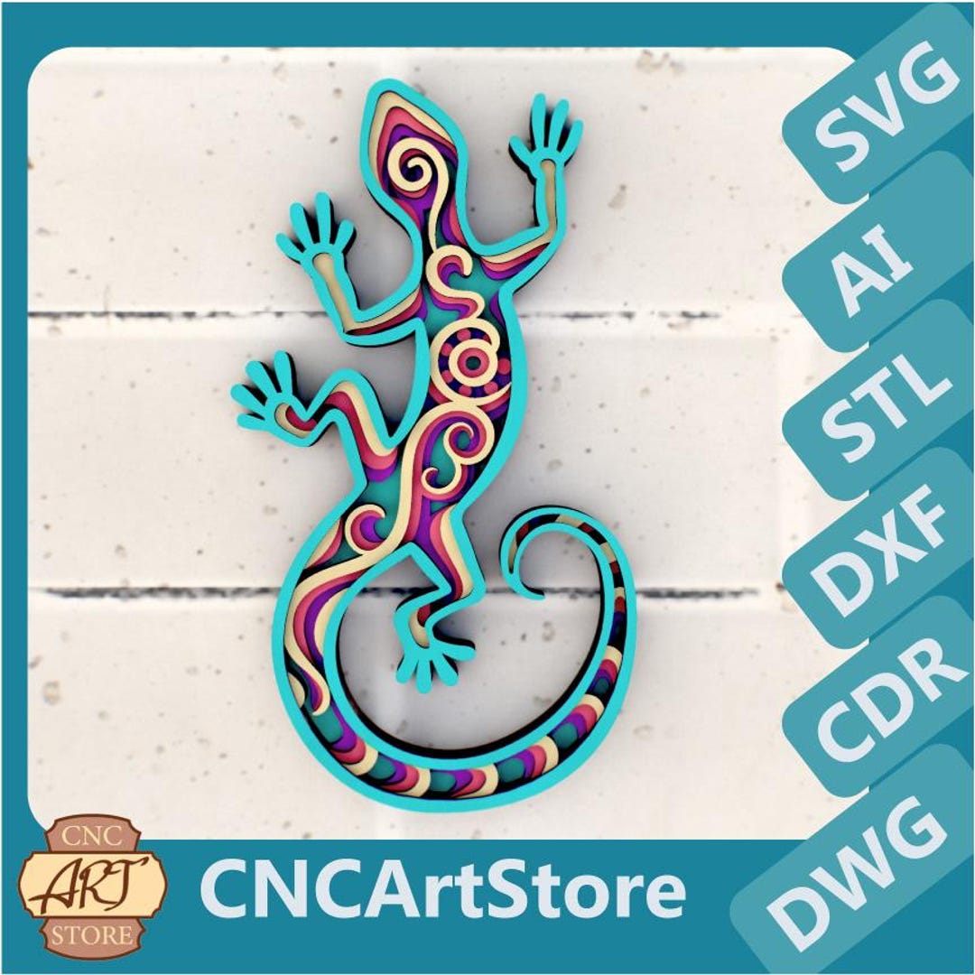 Lizard 3D Layered Cricut or Laser Cut File for Magnet or Souvenir, Wood ...