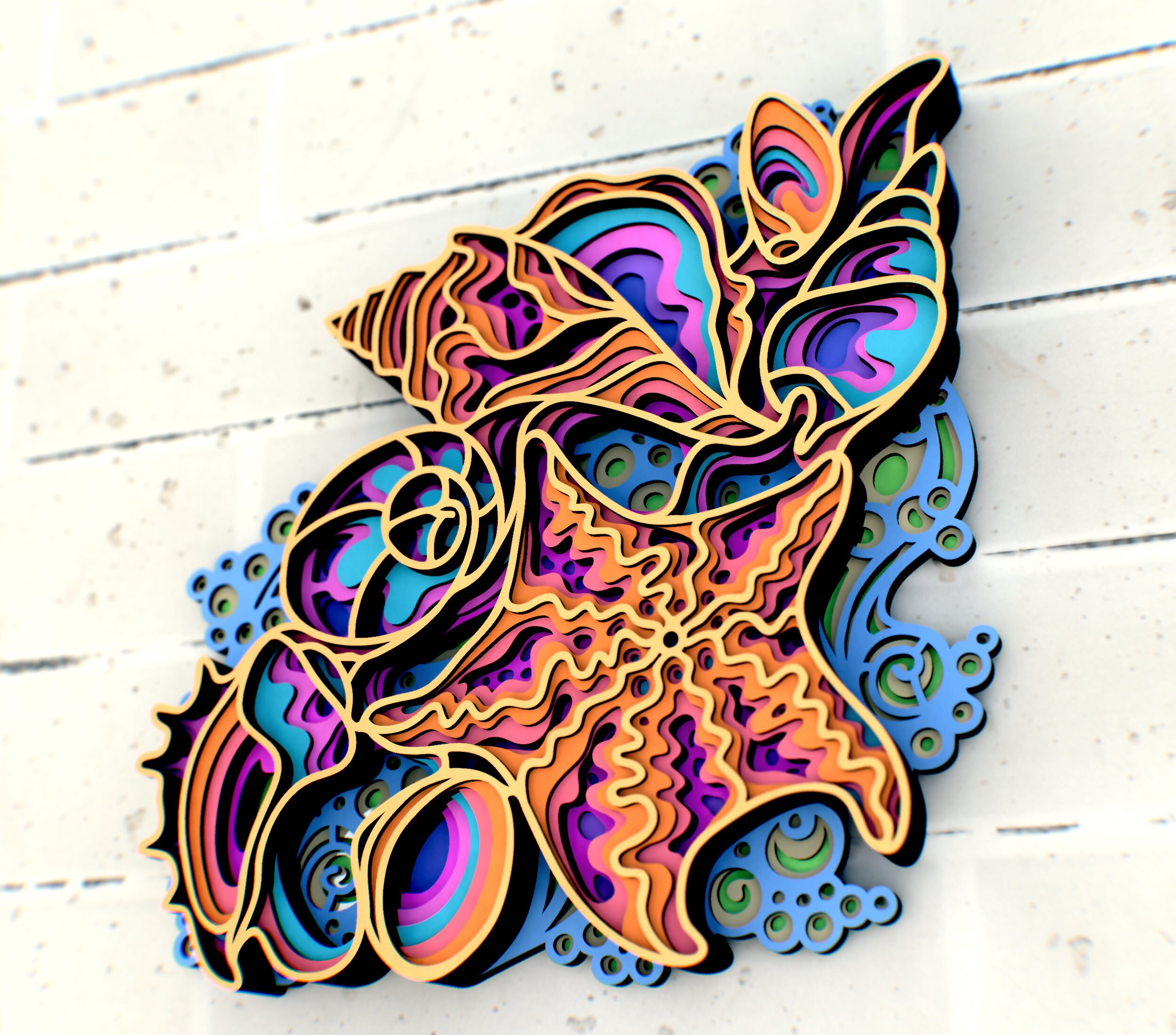 Seashells and Starfish 3D Mandala Svg Files Multilayer Panel - Etsy ...
