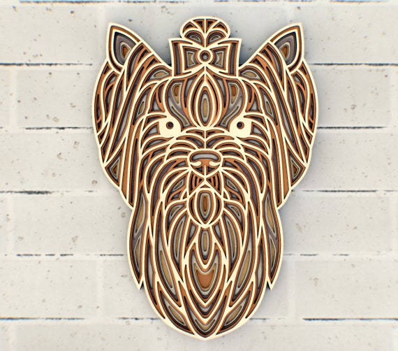Yorkshire Terrier 3D Mandala Svg Files Multilayer Panel for | Etsy