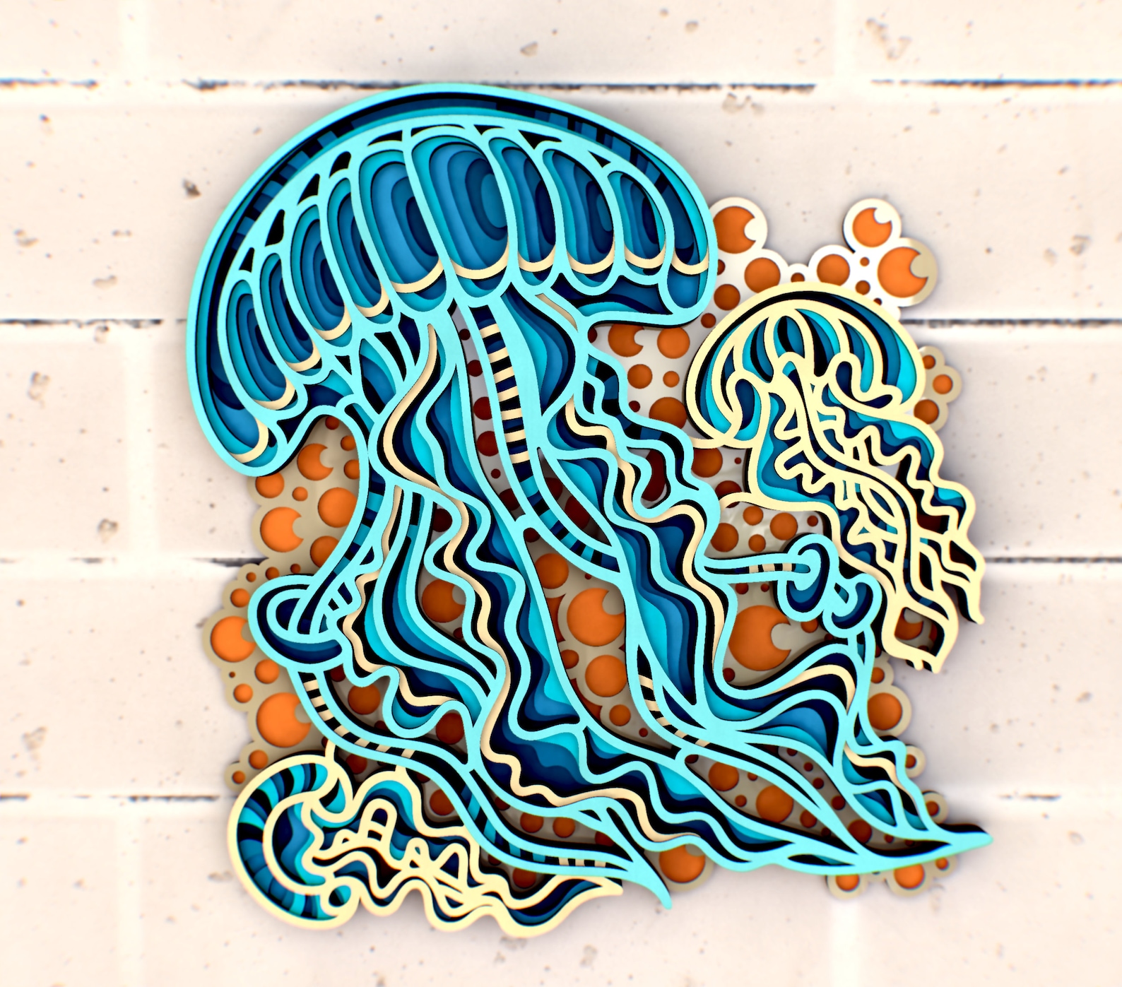 Jellyfish 3D Mandala SVG Files, Nautical Sea Papercut for Cutting SVG ...