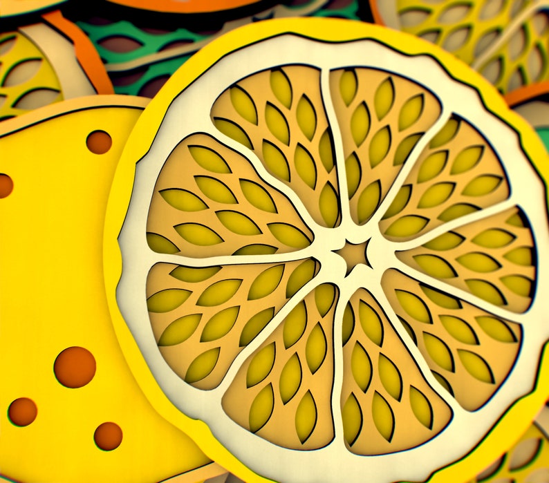 Lemons Mandala Svg, Multilayer Panel for Laser Cutting, Layered SVG ...