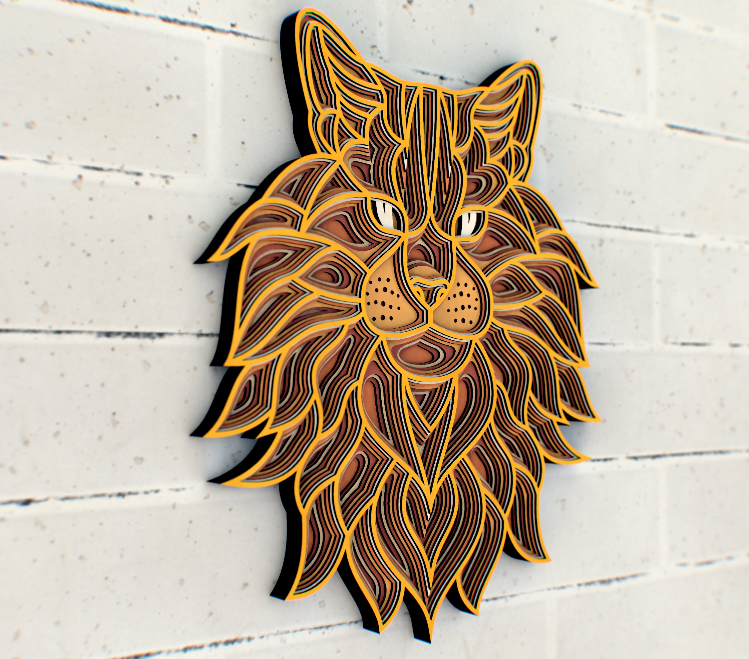 Fluffy Cat Zentangle svg file Layered SVG Mandala Cutting | Etsy