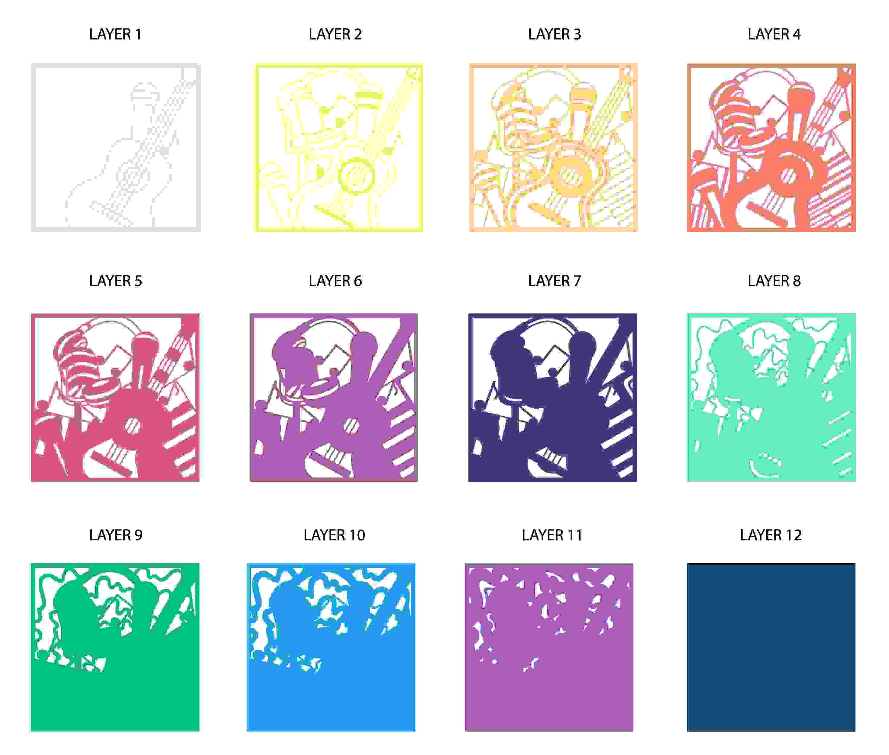 Musical Instruments 3D Mandala Svg Multilayer Panel for Laser - Etsy Canada