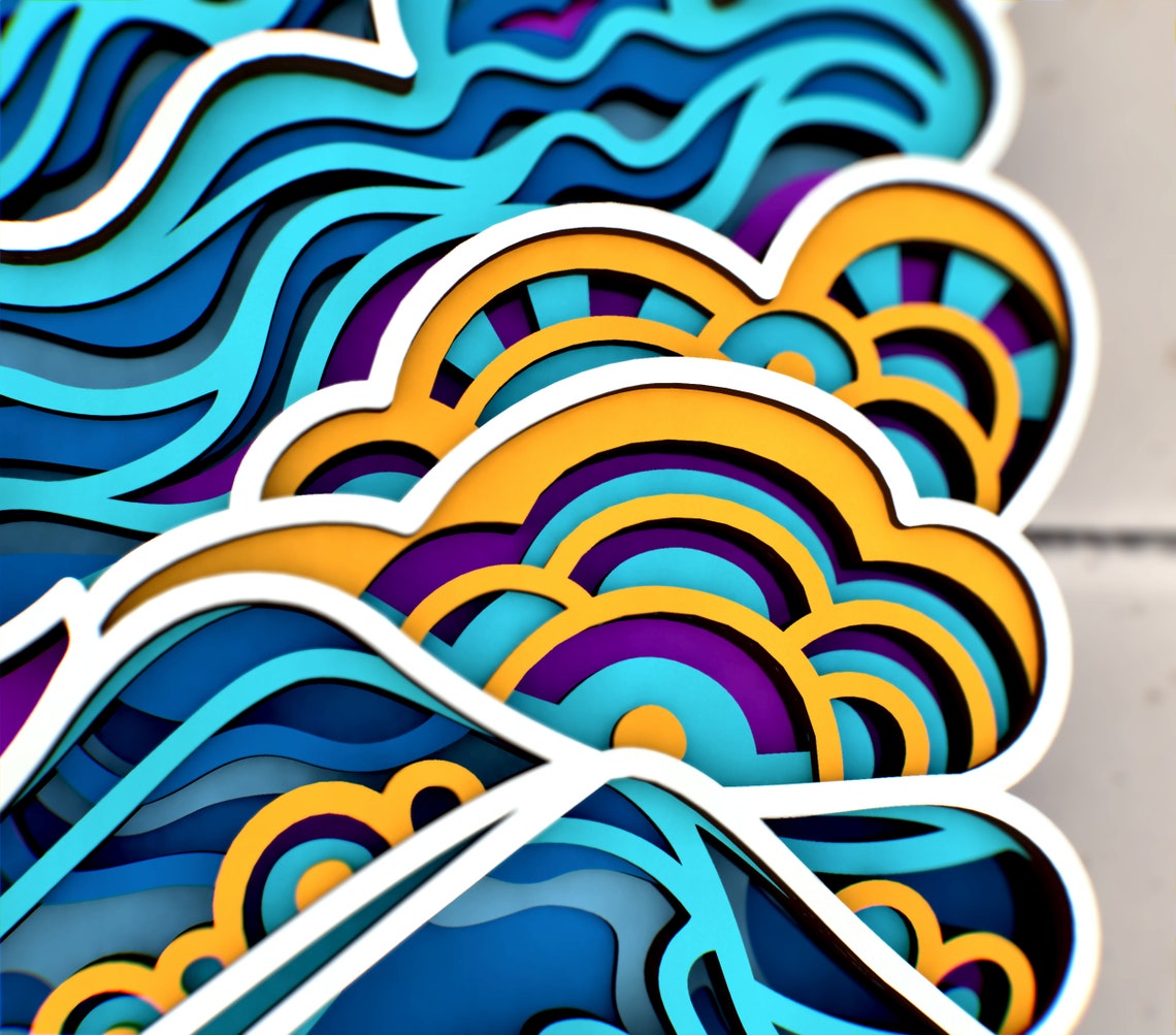 3D Sailboat on the Waves - SVG, Dwg, Dxf, Ai Files for Cricut ...