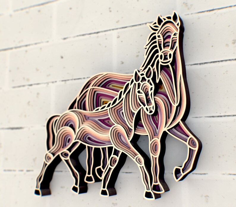 Horses Run Mom and Child Mandala Svg Multilayer Panel for - Etsy