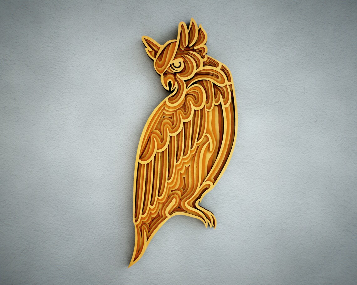 Layered Owl 3D Mandala SVG, Multilayer Owl Cut Files, Zentangle for ...