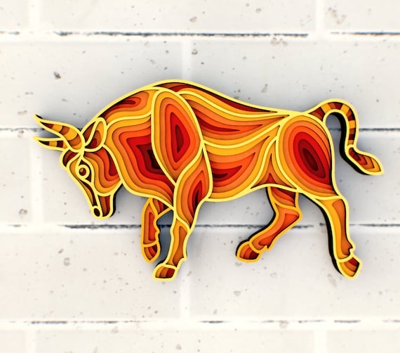 Bull multilayer SVG/ Bull cut file/ 3D layer/ Plywood cutting/ Paper ...