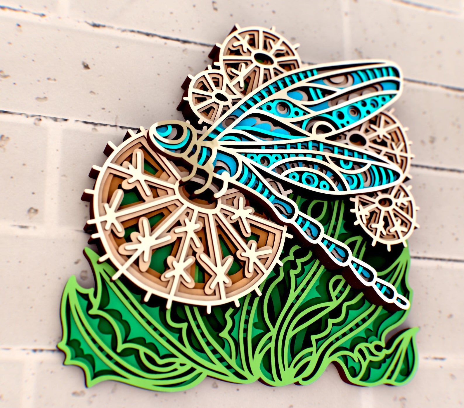Dragonfly 3D Mandala Svg Multilayer Panel for Laser Cutting - Etsy