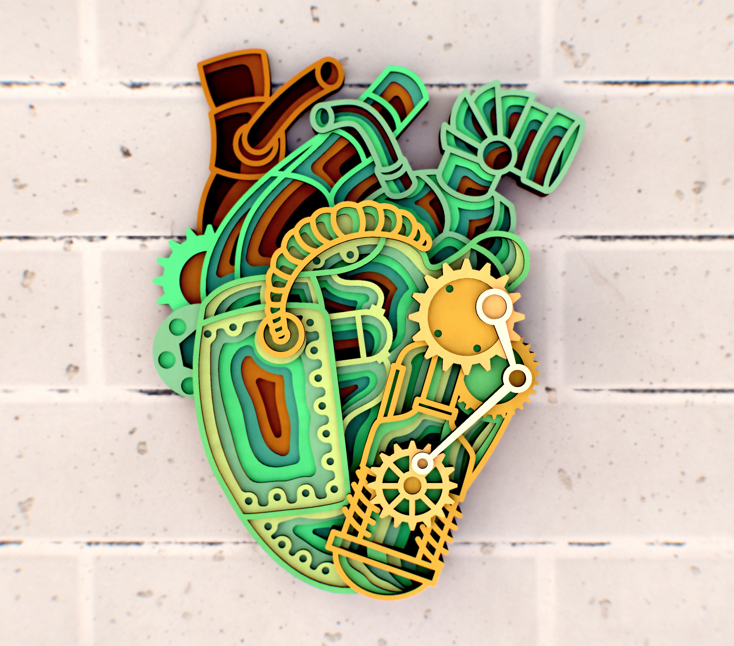 Mechanical Steam Heart Mandala Svg Multilayer Panel for Laser | Etsy