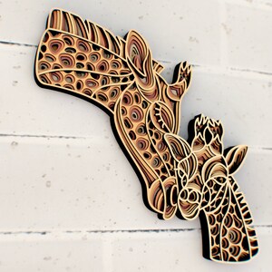 Giraffe Mom and Baby Mandala Svg, Multilayer Panel for Laser Cutting ...
