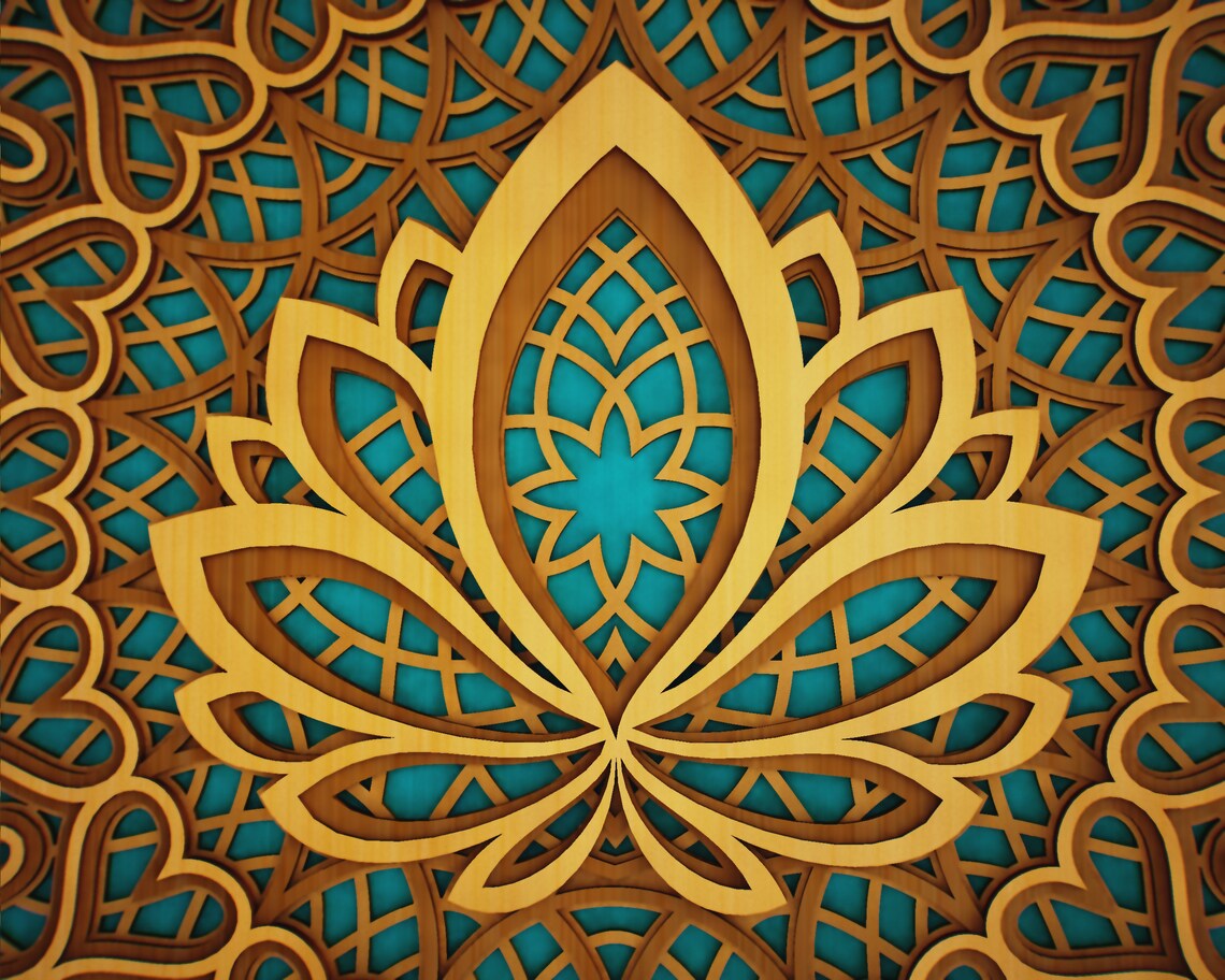 Lotus Mandala Dakatia 3D Panel SVG Files DFX Multilayer - Etsy