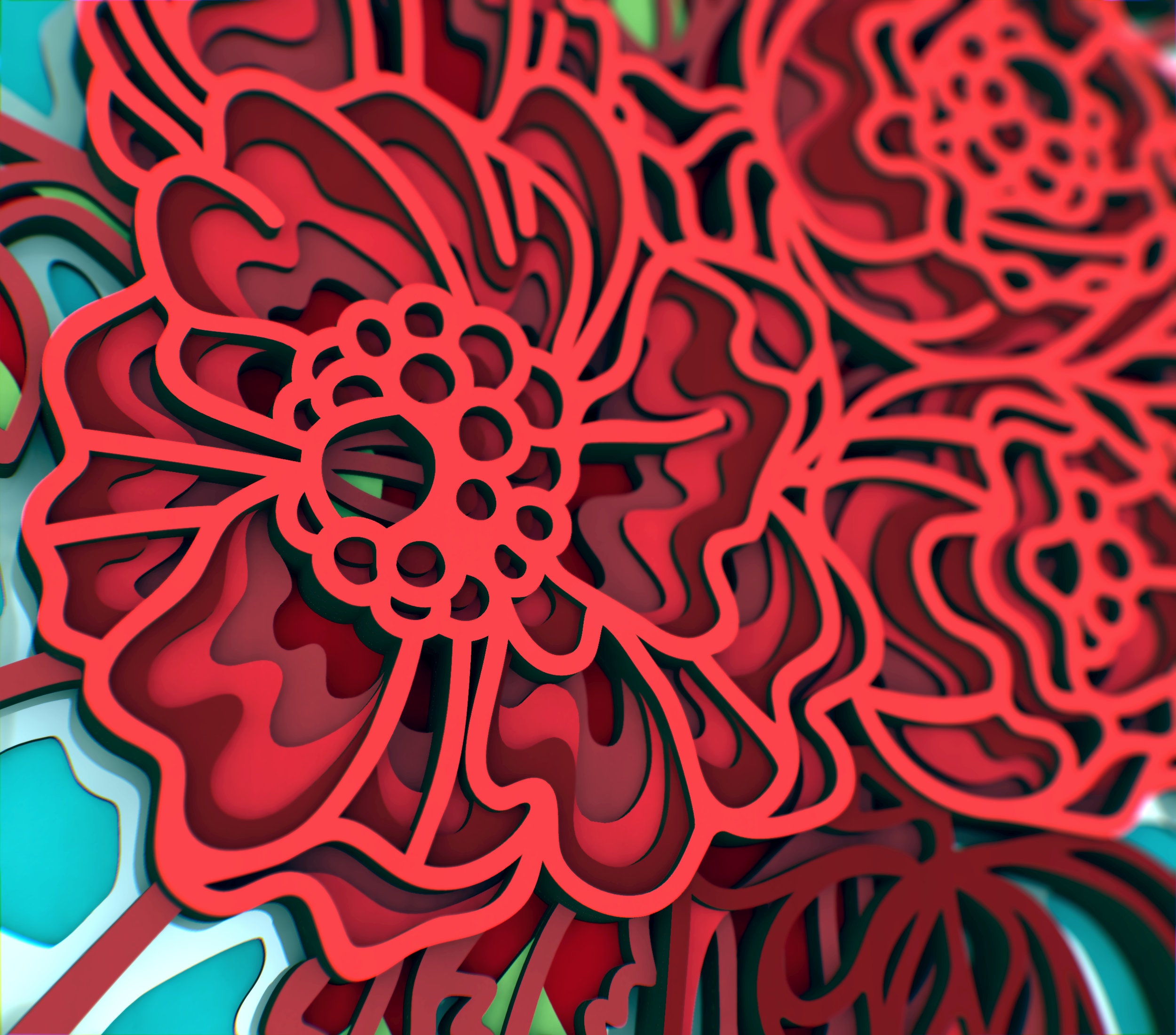 Bouquet of Poppies 3D Mandala Svg Multilayer Panel for Laser - Etsy