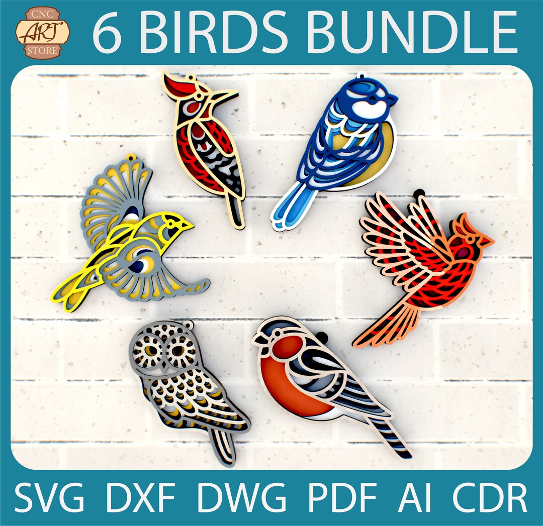 6 Birds Bundle 3D Svg & Stl Files for Laser or 3d Printer, New Year ...