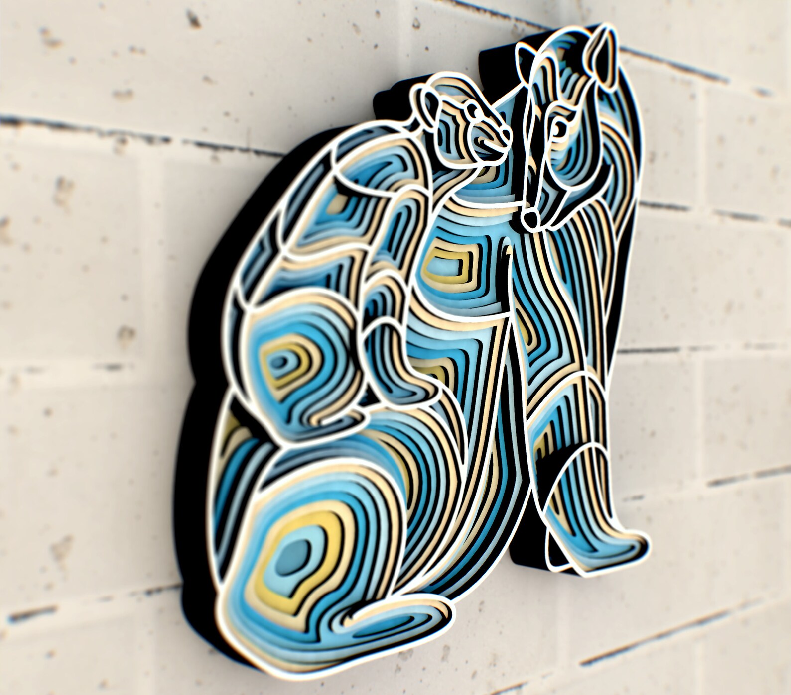 White Bears Mom and Baby 3D Mandala Svg Files Layered File | Etsy