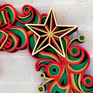 Christmas Wreath 3D Zentangle Svg Files, Multilayer Panel for Laser ...