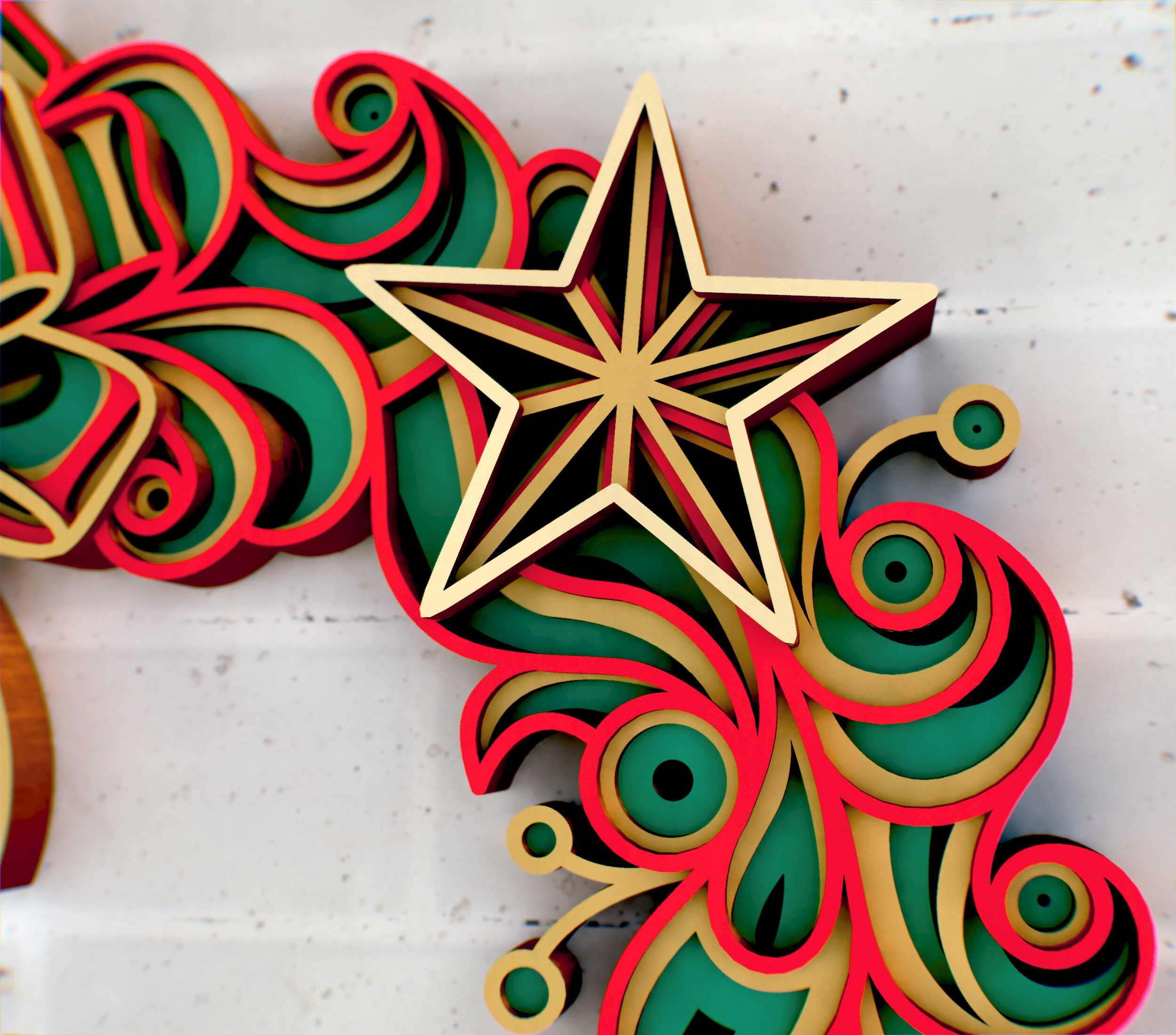 Christmas Wreath 3D Zentangle Svg Files Multilayer Panel for | Etsy