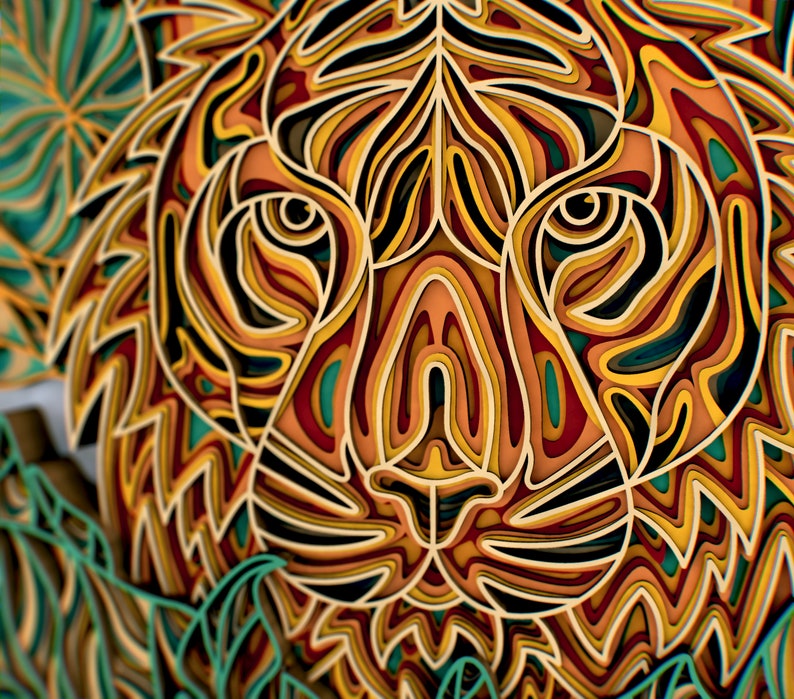 Tiger in Foliage 3D Zentangle Svg Files Multilayer Panel for - Etsy
