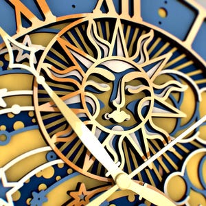 Sun and Moon Clock SVG | 3D Mandala Laser Cut Files | Papercut Design ...