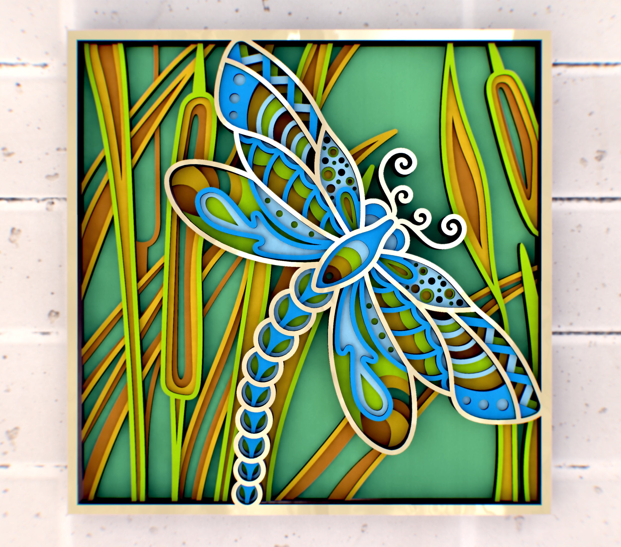 Dragonfly on the Lake 3D Svg Mandala Files Multilayer Panel - Etsy