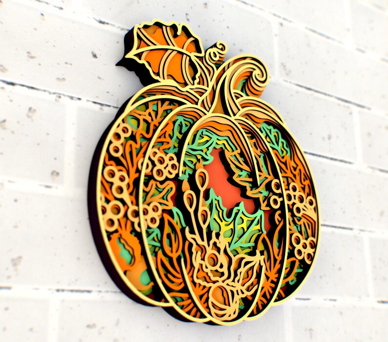 A Pumpkin With Leaves 3D Layered Cricut or Laser Cut File, Gift File ...