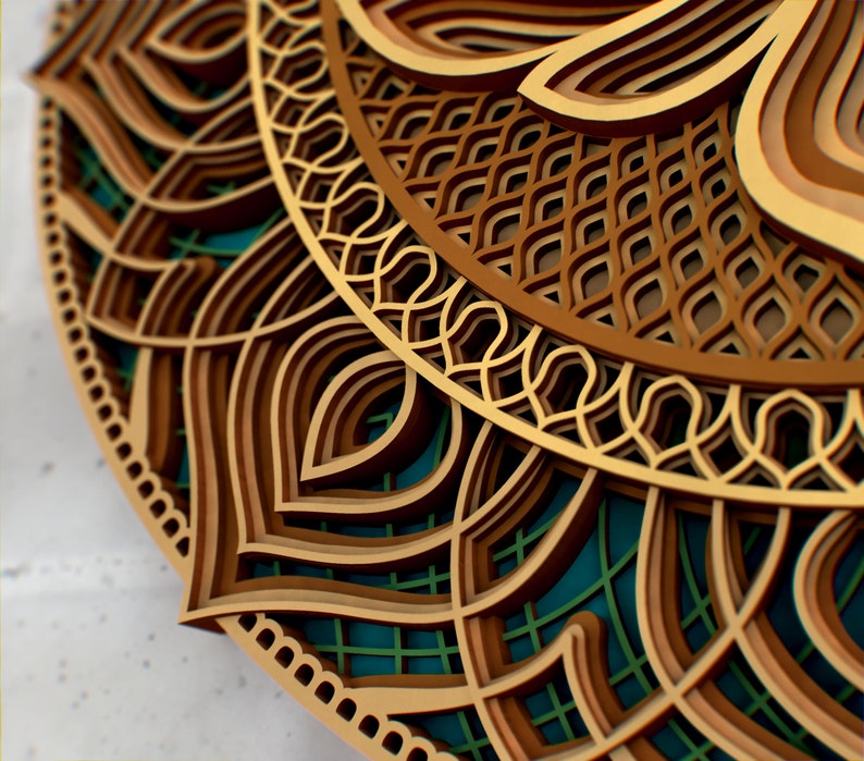 Lotus Jhelum Mandala, 3D Panel SVG Files, DFX Multilayer Mandala ...