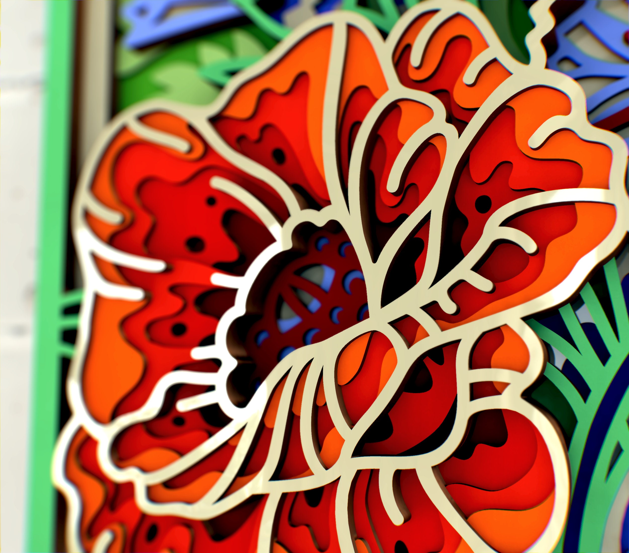 Poppies and Cornflowers 3D Mandala Svg Multilayer Panel for | Etsy UK