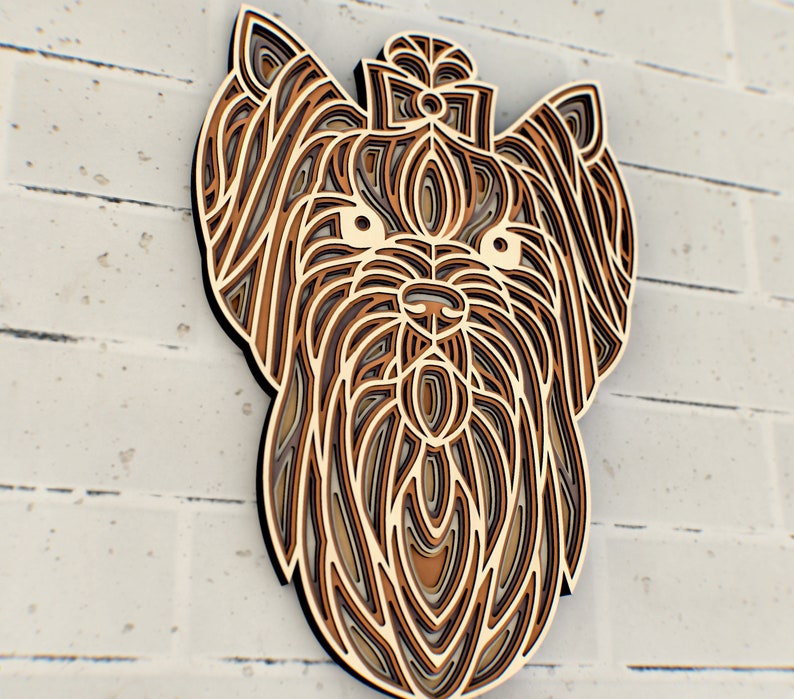 Yorkshire Terrier 3D Mandala Svg Files Multilayer Panel for | Etsy