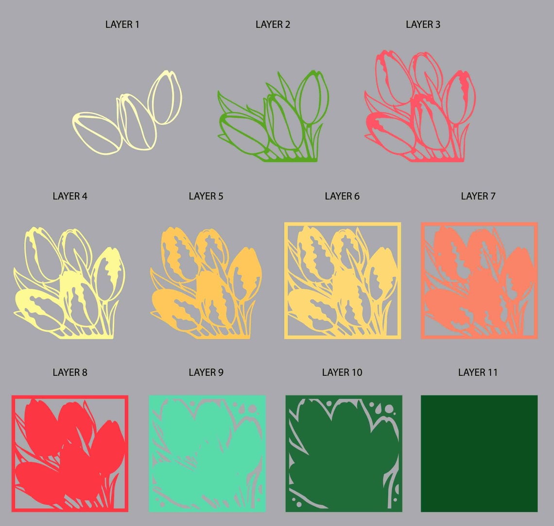 Tulip 3D Zentangle Svg Multilayer Papercraft Files for - Etsy