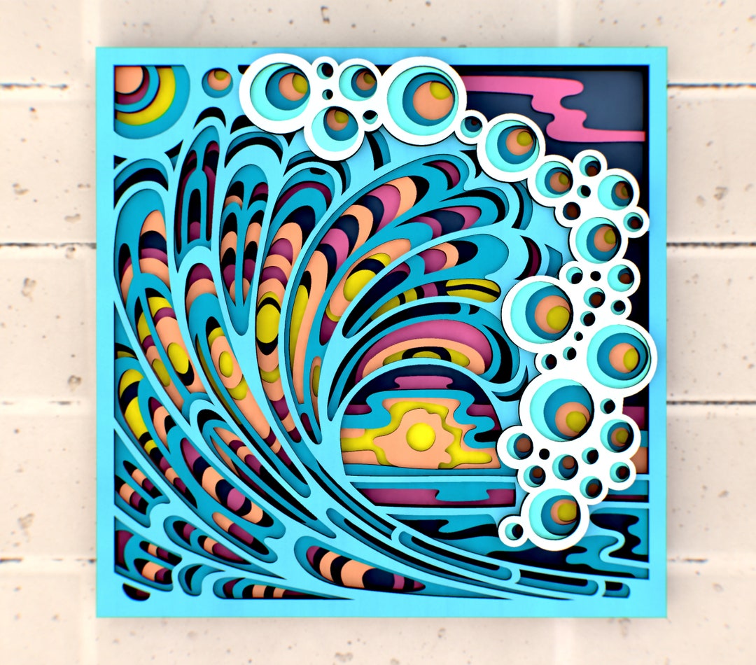 Big Wave 3D Mandala Svg Stl Files | Layered Ocean Design for Laser ...
