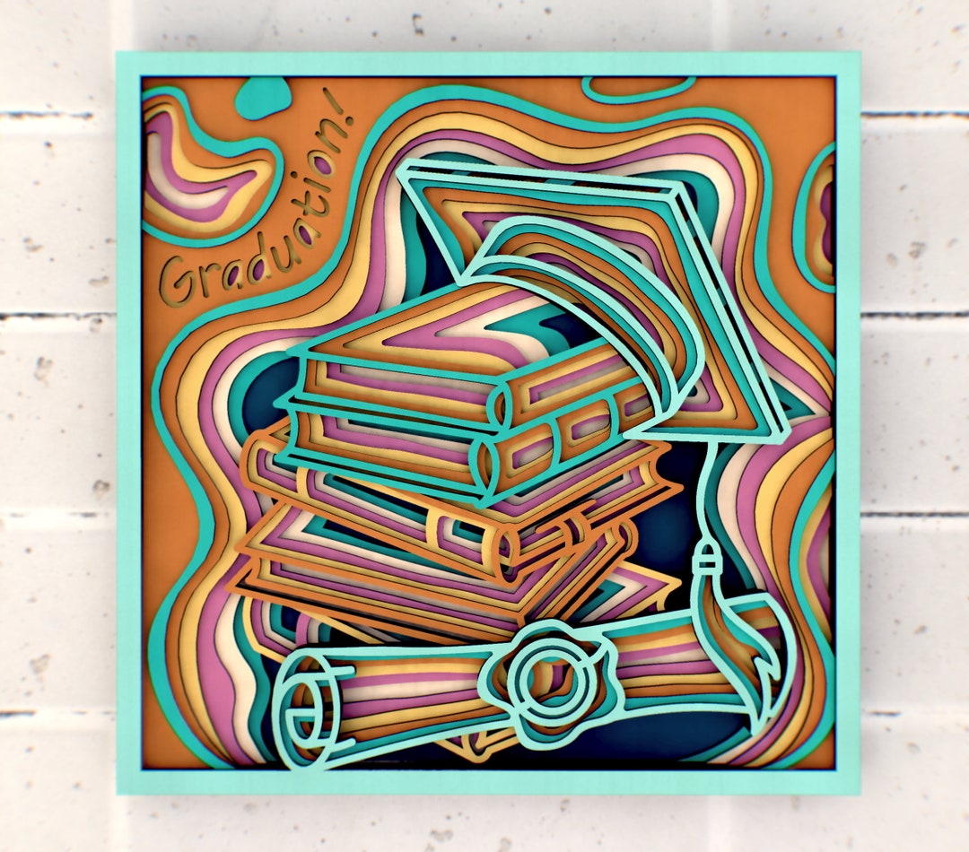Graduation Cap 3D Svg Files for Cricut or Laser Cutting | SVG DXF DWG ...