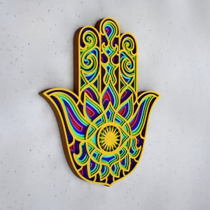 3D Mandala SVG Hamsa Hand Zentangle — 3D Multilayer Panel, STL Files ...