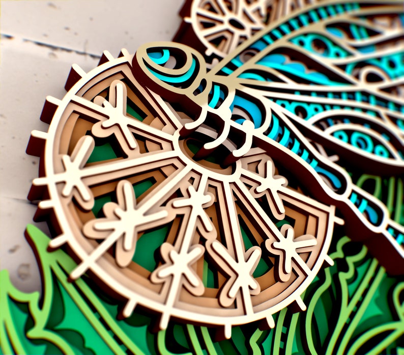 Dragonfly 3D Mandala Svg Multilayer Panel for Laser Cutting - Etsy