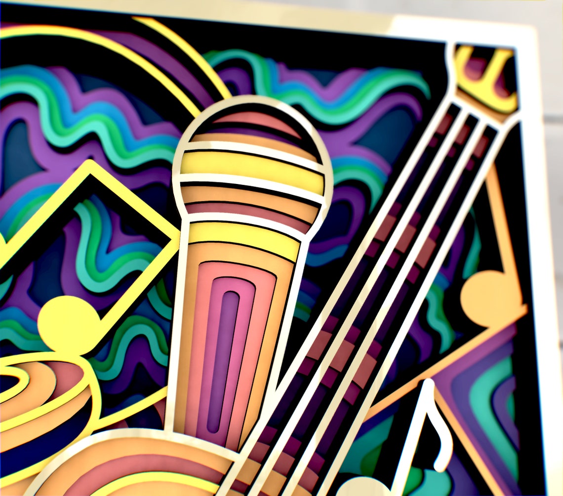 Musical Instruments 3D Mandala Svg Multilayer Panel for Laser - Etsy